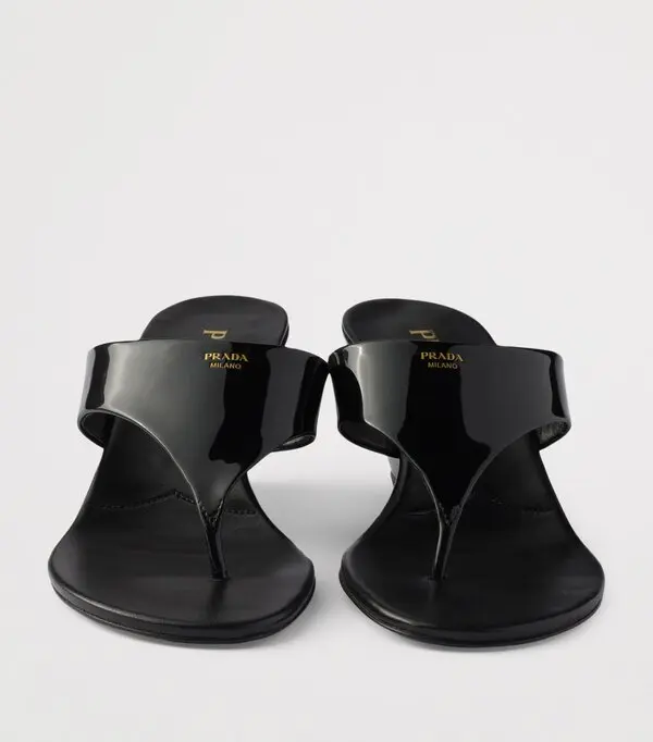 Prada Patent Leather Thong Wedge Sandals