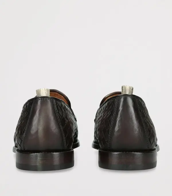 Officine Creative Leather Woven Opera Loafers
