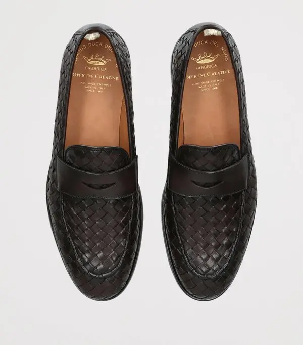 Officine Creative Leather Woven Opera Loafers