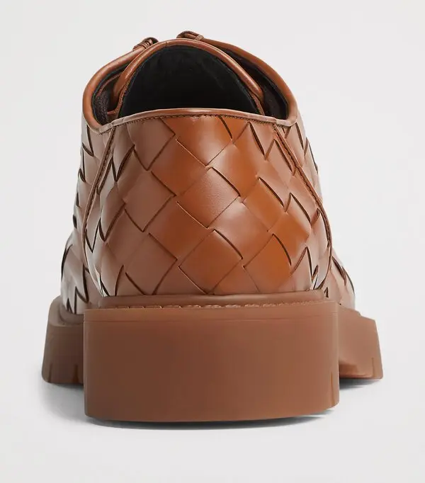 Bottega Veneta Haddock Woven Calfskin Lace-up Shoes