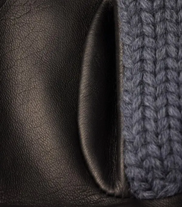 Prada Wool And Nappa Leather Gloves - Grey