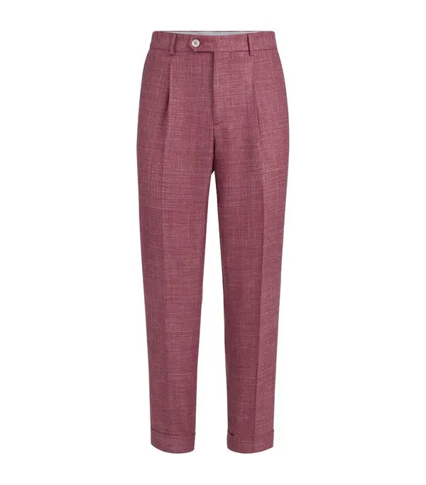 Brunello Cucinelli Wool-blend Hopsack Tailored Trousers - Red