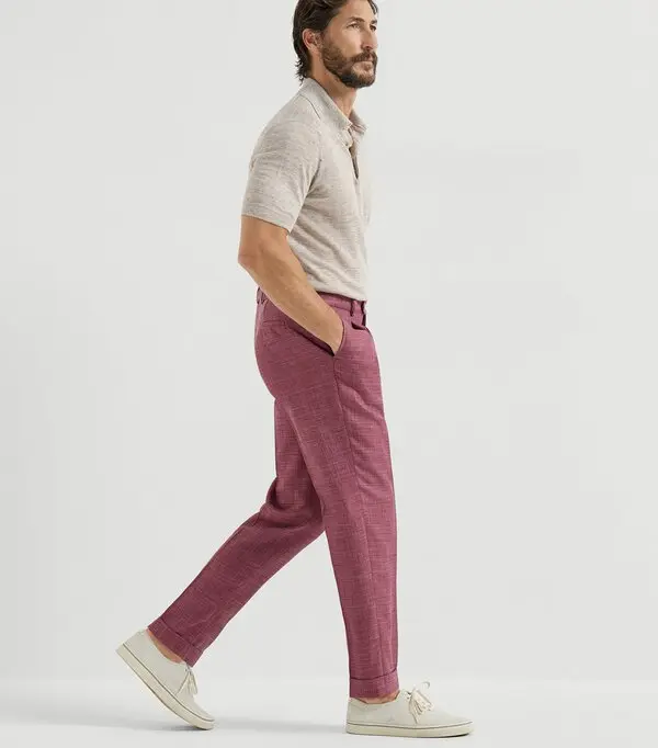 Brunello Cucinelli Wool-blend Hopsack Tailored Trousers - Red