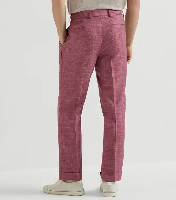 Brunello Cucinelli Wool-blend Hopsack Tailored Trousers - Red