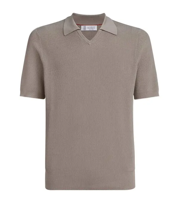 Brunello Cucinelli Cotton Polo Sweater - Brown