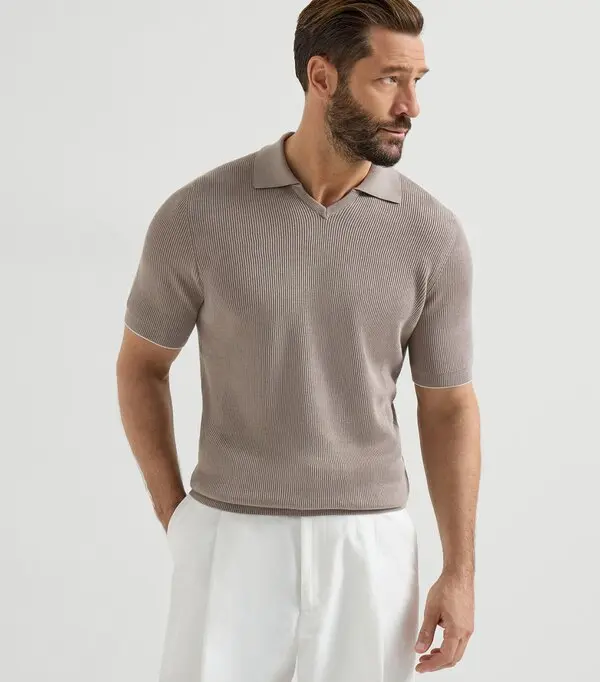 Brunello Cucinelli Cotton Polo Sweater - Brown
