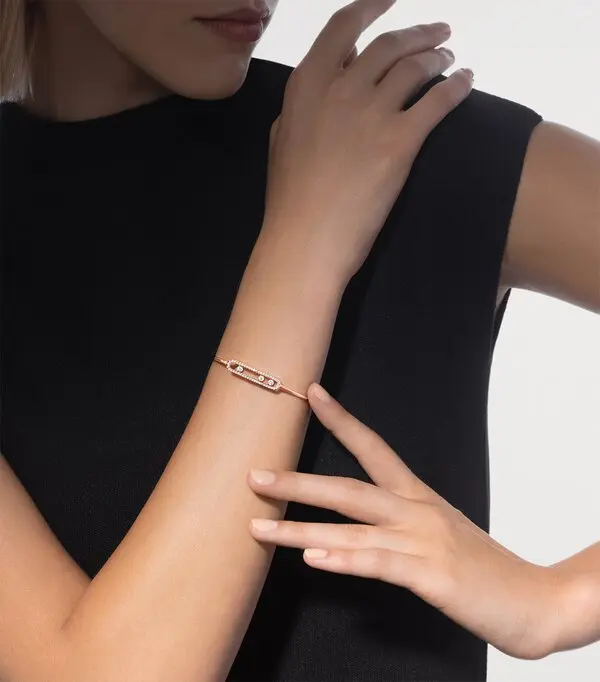 Messika Move Classique Pink Gold Diamond Pavé Bangle - Rose Gold