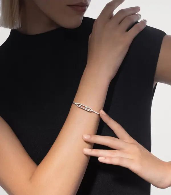 Messika Move Classique White Gold And Diamond Pavé Bangle