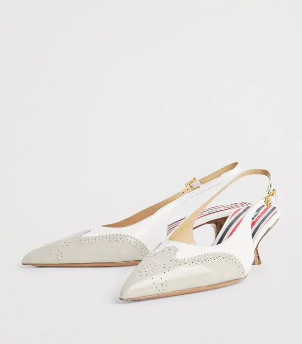 Thom Browne Patent Leather Wingtip Slingback Heels