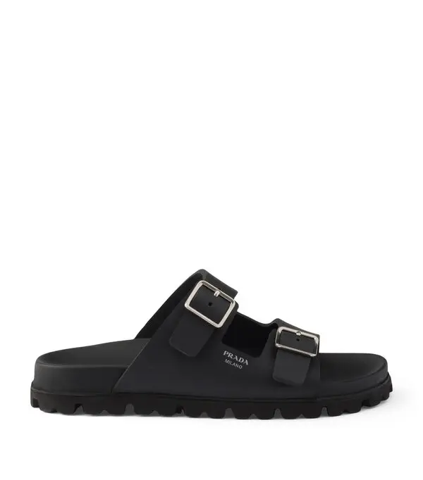 Prada Buckle Slides - Black