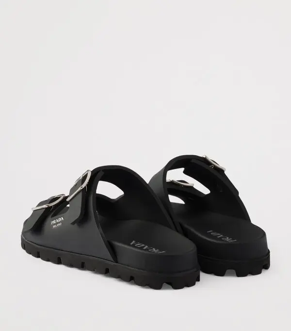 Prada Buckle Slides - Black