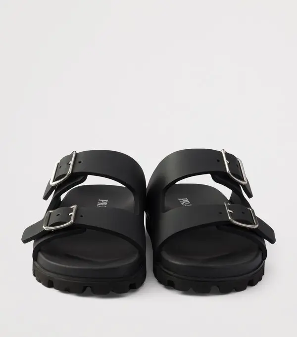 Prada Buckle Slides - Black