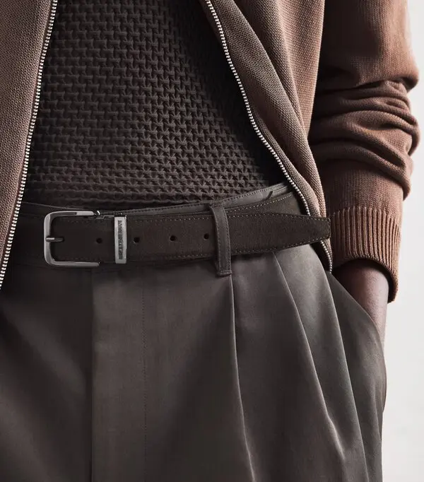 Emporio Armani Leather Buckle Belt - Brown