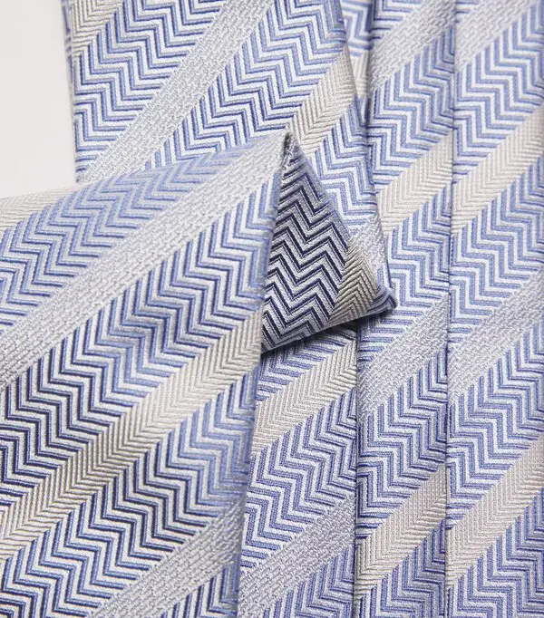 Emporio Armani Silk Jacquard Chevron Neck Tie