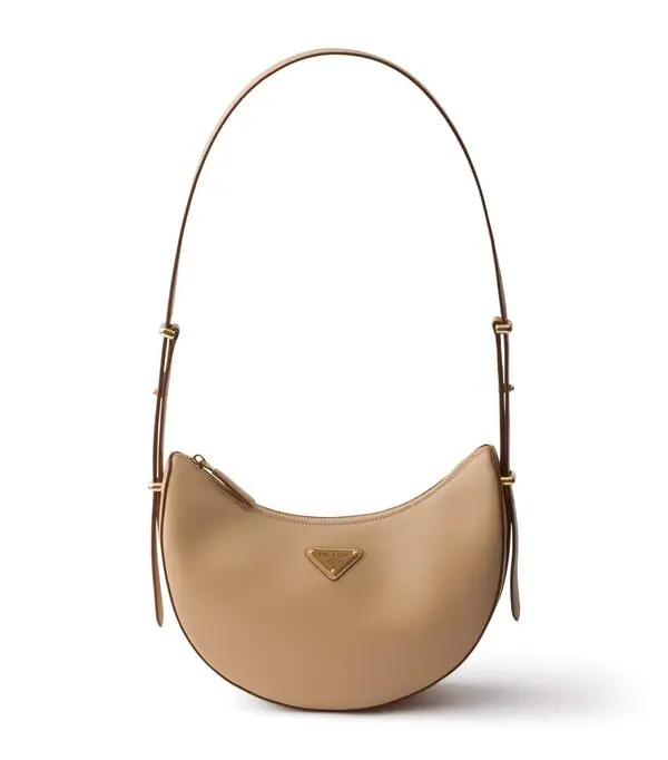 Prada Leather Arqué Shoulder Bag - Neutral