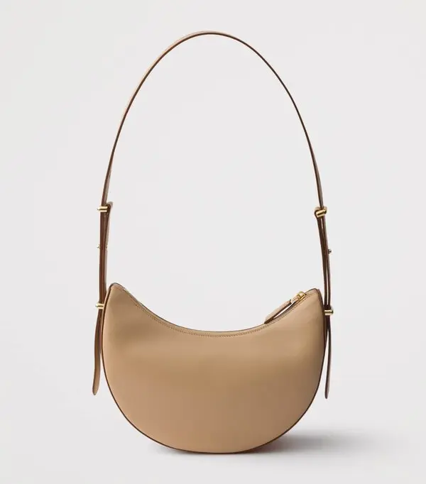 Prada Leather Arqué Shoulder Bag - Neutral