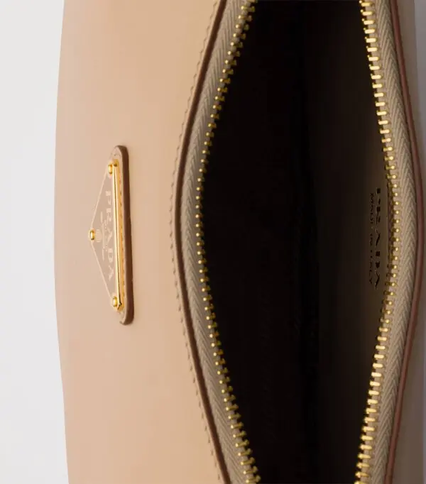 Prada Leather Arqué Shoulder Bag - Neutral