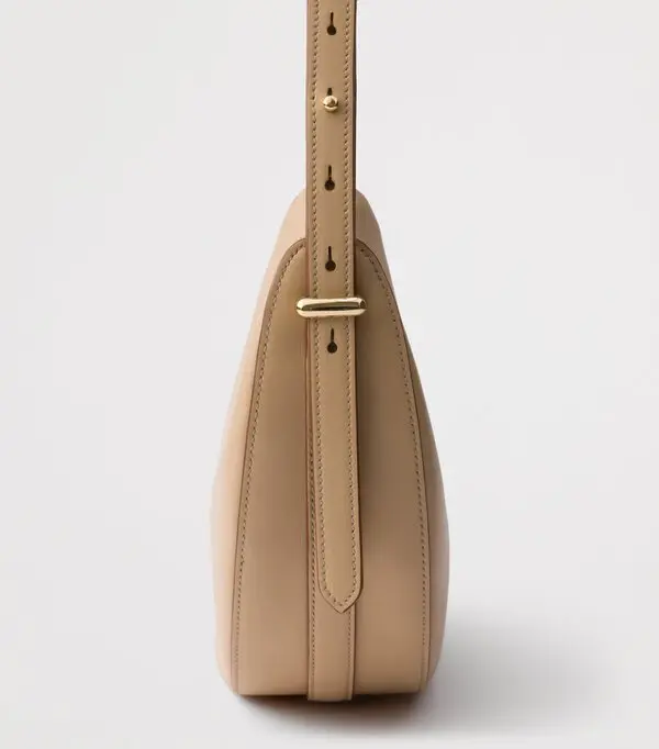 Prada Leather Arqué Shoulder Bag - Neutral