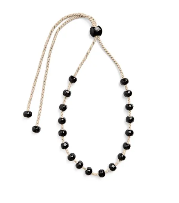 Emporio Armani Beaded Rope Statement Necklace - Black