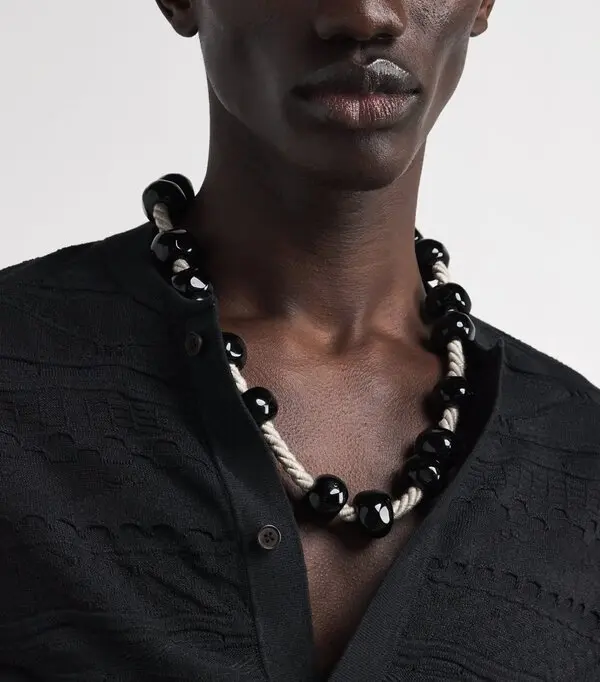 Emporio Armani Beaded Rope Statement Necklace