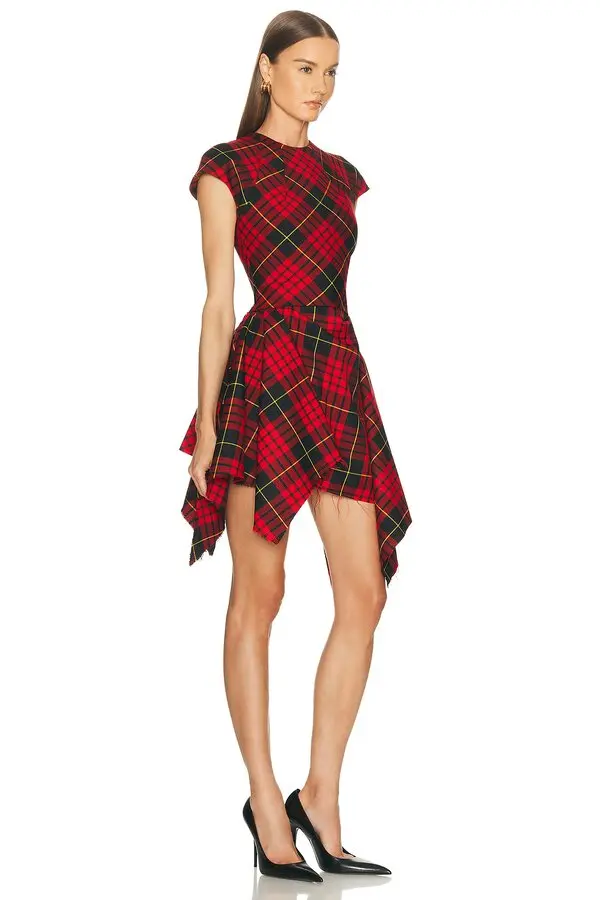 Alexander McQueen High Neck Mini Dress - Red  Black  & Yellow