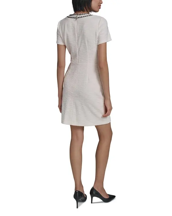 Karl Lagerfeld Paris Beaded Trim Knit Tweed Sheath Dress