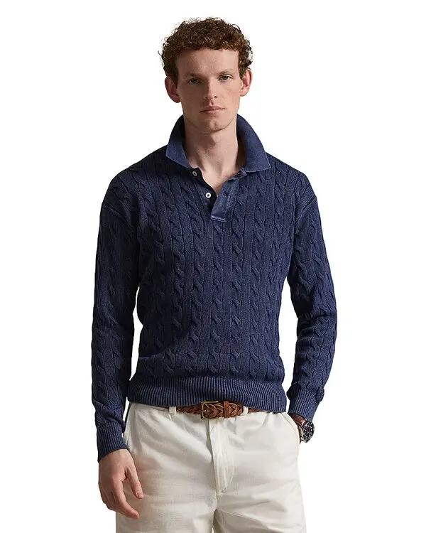 Polo Ralph Lauren Relaxed Fit Cable Knit Cotton Sweater - Dark Cobalt