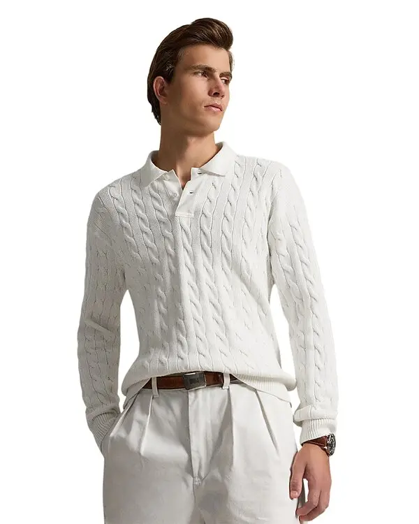 Polo Ralph Lauren Relaxed Fit Cable Knit Cotton Sweater - White