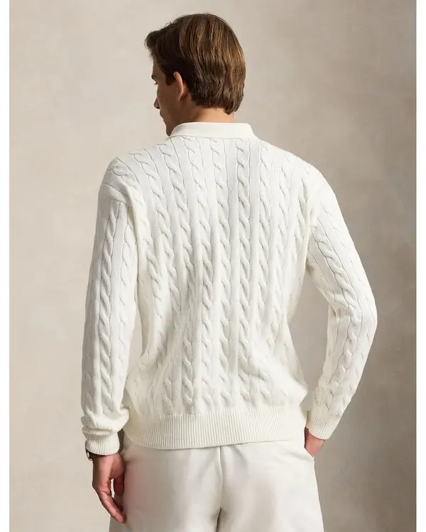 Polo Ralph Lauren Relaxed Fit Cable Knit Cotton Sweater - White