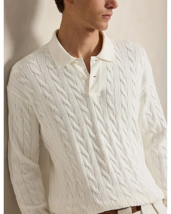 Polo Ralph Lauren Relaxed Fit Cable Knit Cotton Sweater - White