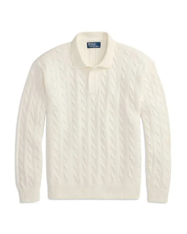Polo Ralph Lauren Relaxed Fit Cable Knit Cotton Sweater - White