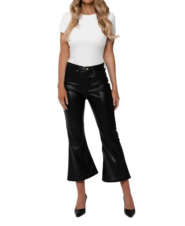 RUDES DENIM Faux Leather Capri Pants - Onyx