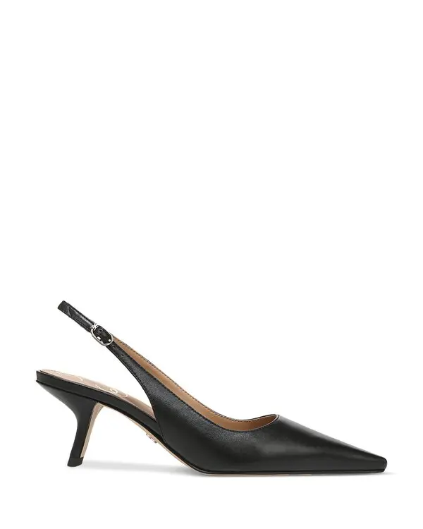 Sam Edelman Bianka Slingback Kitten Heels - Black Leather