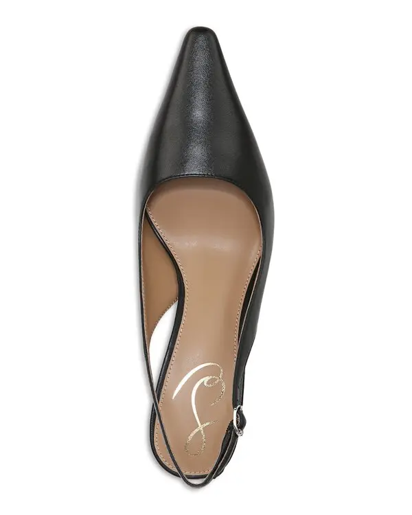 Sam Edelman Bianka Slingback Kitten Heels - Black Leather