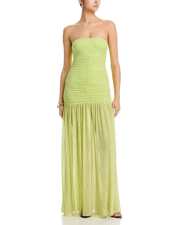 AFRM Denise Sheer Skirt Maxi Dress - Citrus Pin Dot