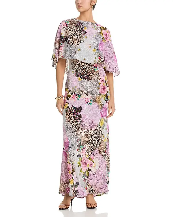 AFRM Izel Cape Maxi Dress - Natural Patchwork