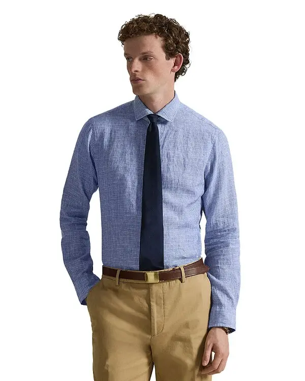 Polo Ralph Lauren Classic Fit Plaid Linen Shirt - Blue/white