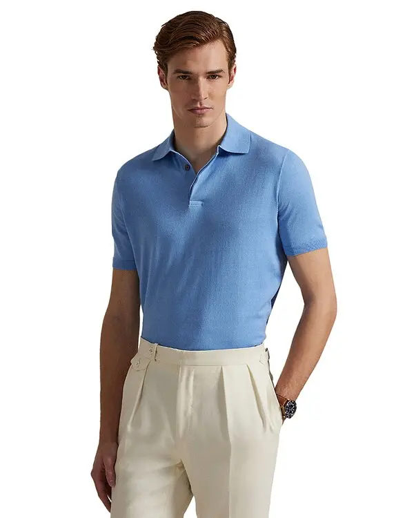 Polo Ralph Lauren Short-sleeve Knit Polo Sweater - Sky Blue