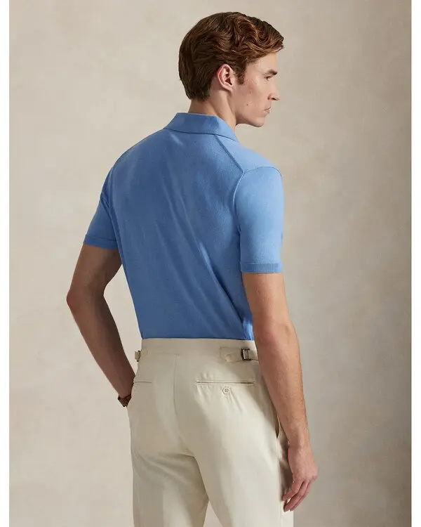 Polo Ralph Lauren Short-sleeve Knit Polo Sweater - Sky Blue