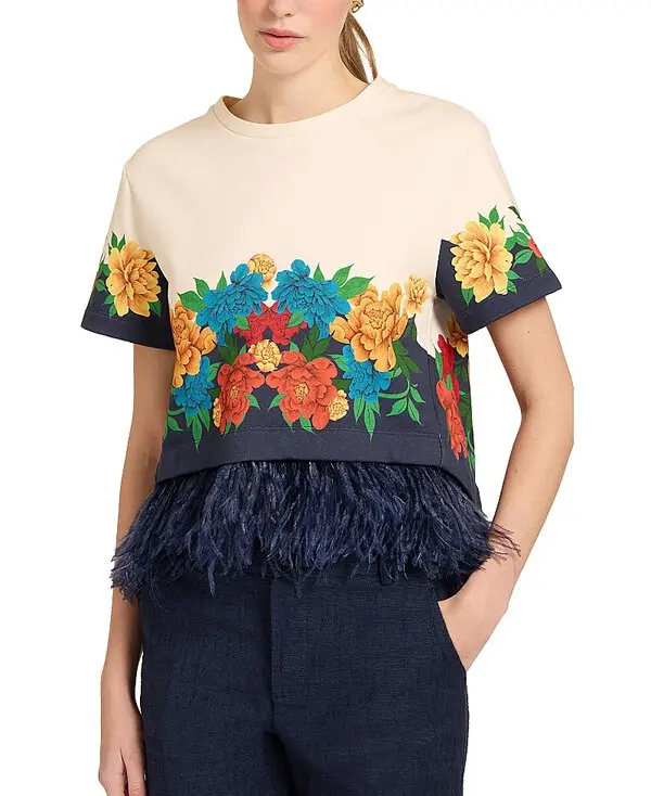 La DoubleJ La Scala Tee With Feathers Placee - Princess Peony Placee Ivory