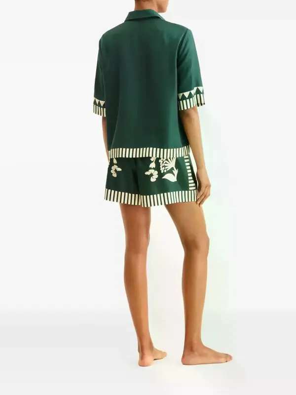 ERES Floral-print Striped Shorts - Green