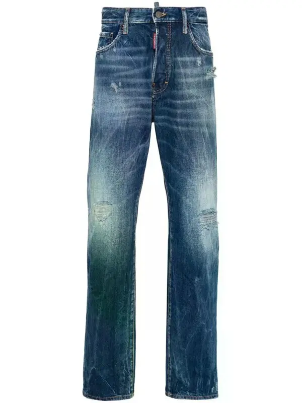 Dsquared2 Distressed Straight-leg Jeans - Blue
