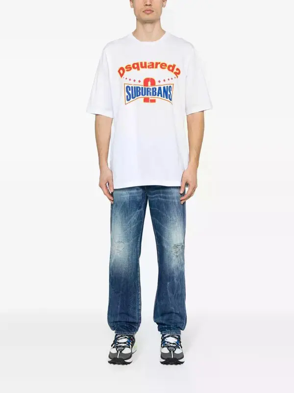 Dsquared2 Distressed Straight-leg Jeans - Blue