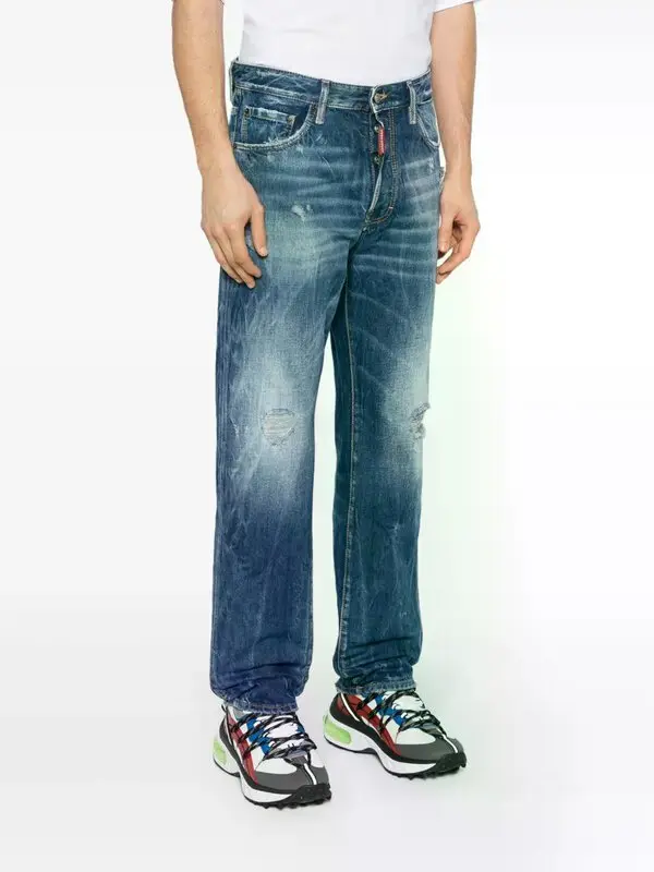Dsquared2 Distressed Straight-leg Jeans - Blue