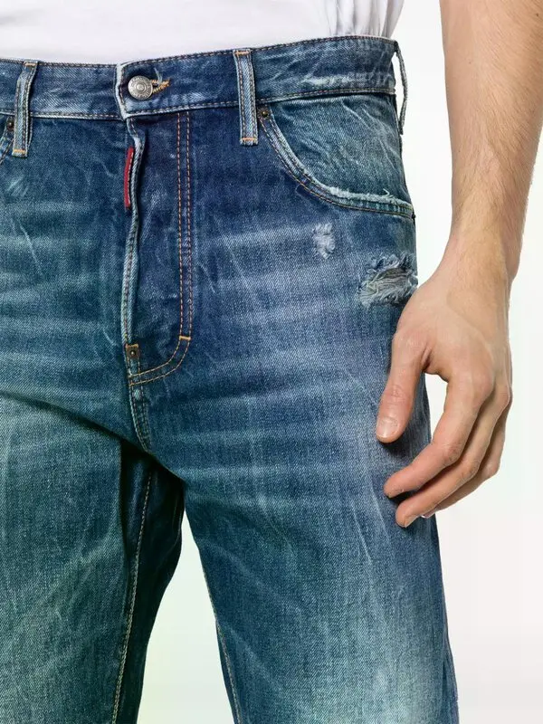 Dsquared2 Distressed Straight-leg Jeans - Blue