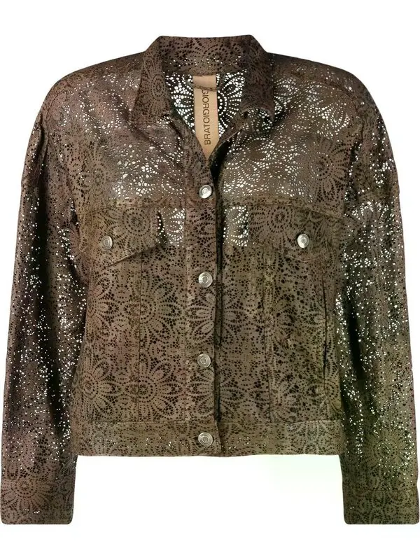 GIORGIO BRATO Cut-out Leather Jacket - Brown