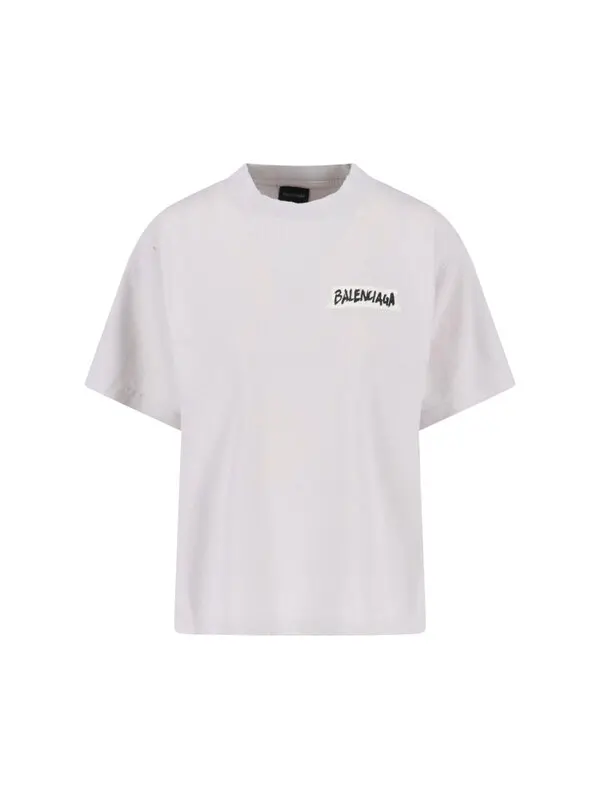 Balenciaga Masking Tape' Graphic T-shirt - Cream