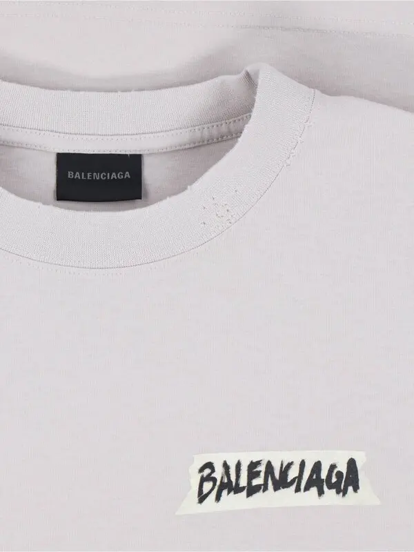 Balenciaga Masking Tape' Graphic T-shirt - Cream