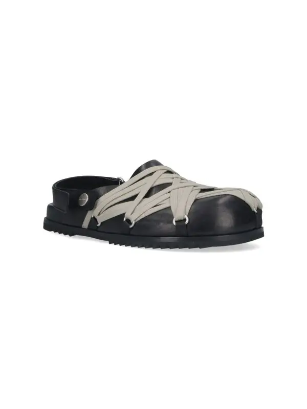 Rick Owens Megalace Granola Mules - Black