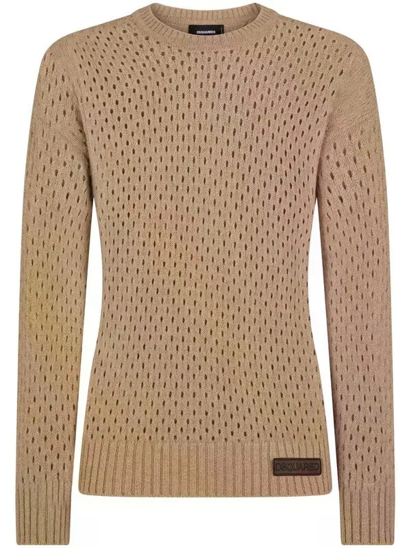 Dsquared2 Logo-patch Pointelle-knit Jumper